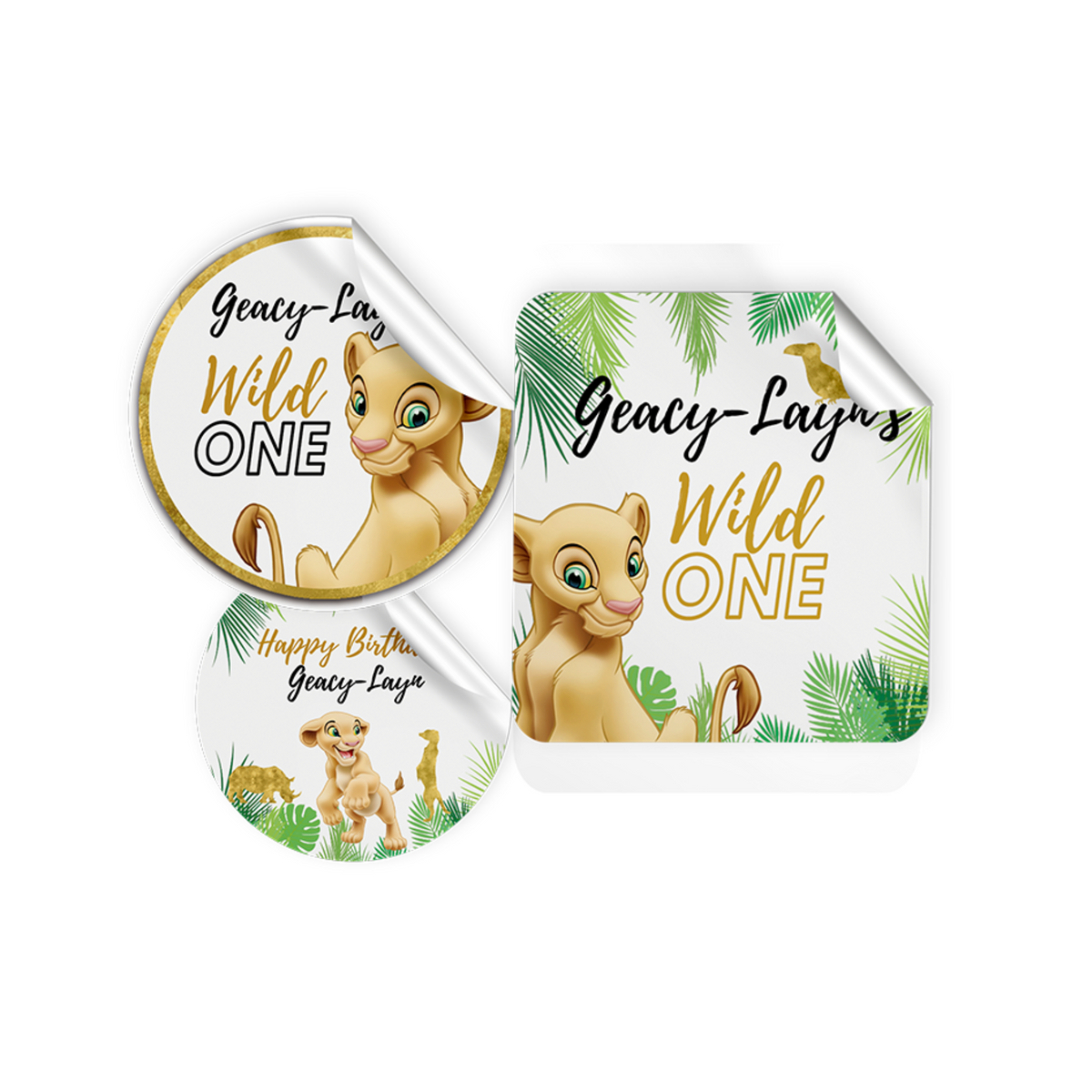 Gepersonaliseerde Nala feest Stickers – GOXXO