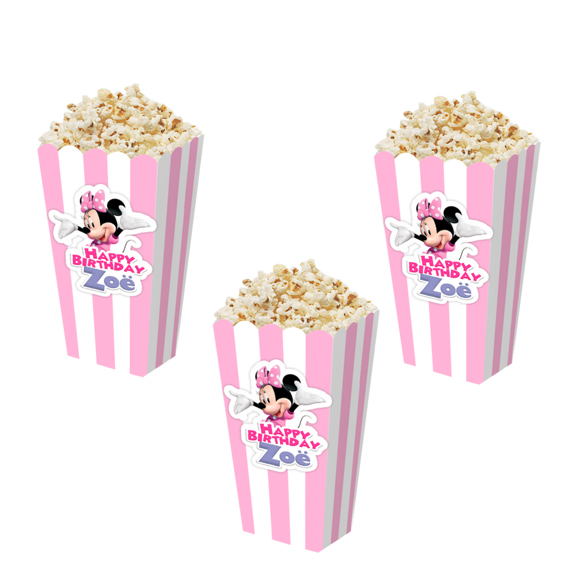 Gepersonaliseerde Minnie Mouse Bowtique popcorn bakjes voor traktatie ...